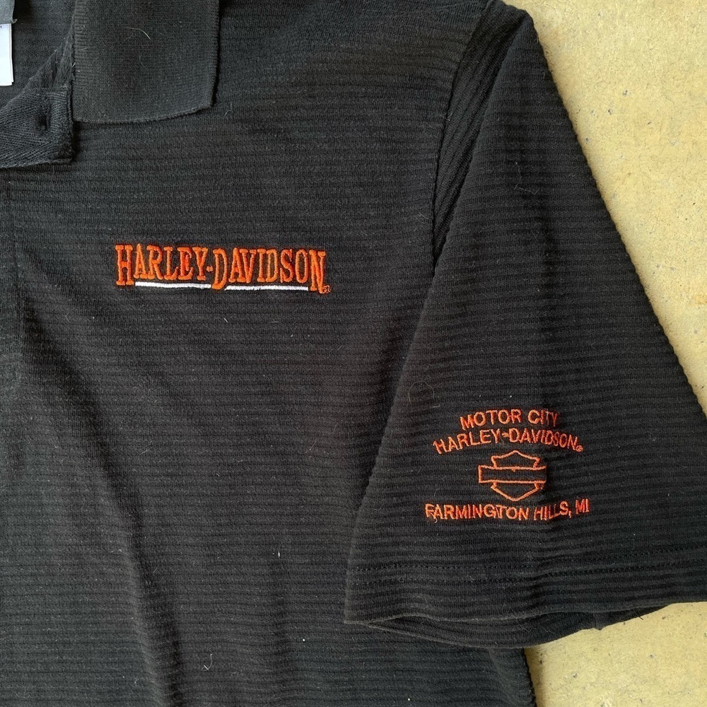 Harley-Davidson | Shirts | Vtg Harley Davidson Polo Shirt Mens M Black ...